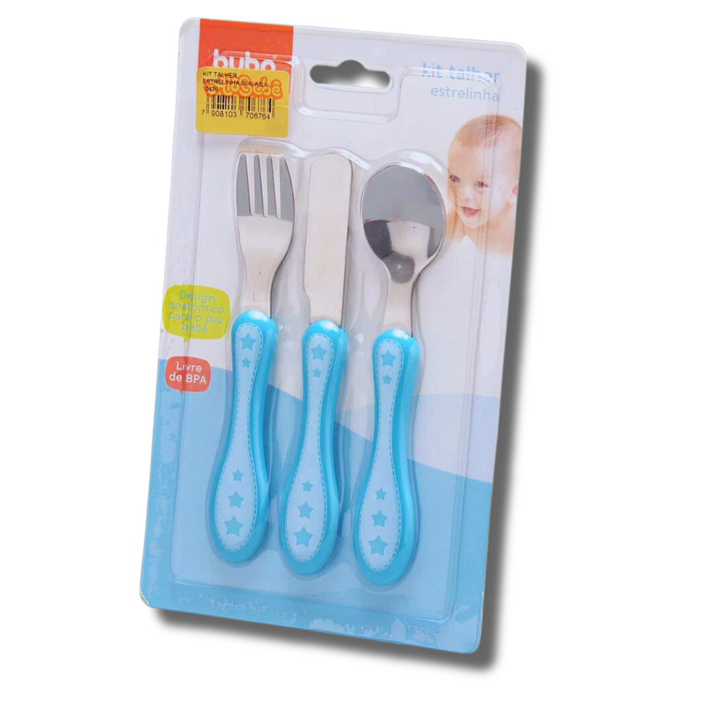 Kit Talher Estrelinha Azul Buba - 3 peças - JN Fraldas