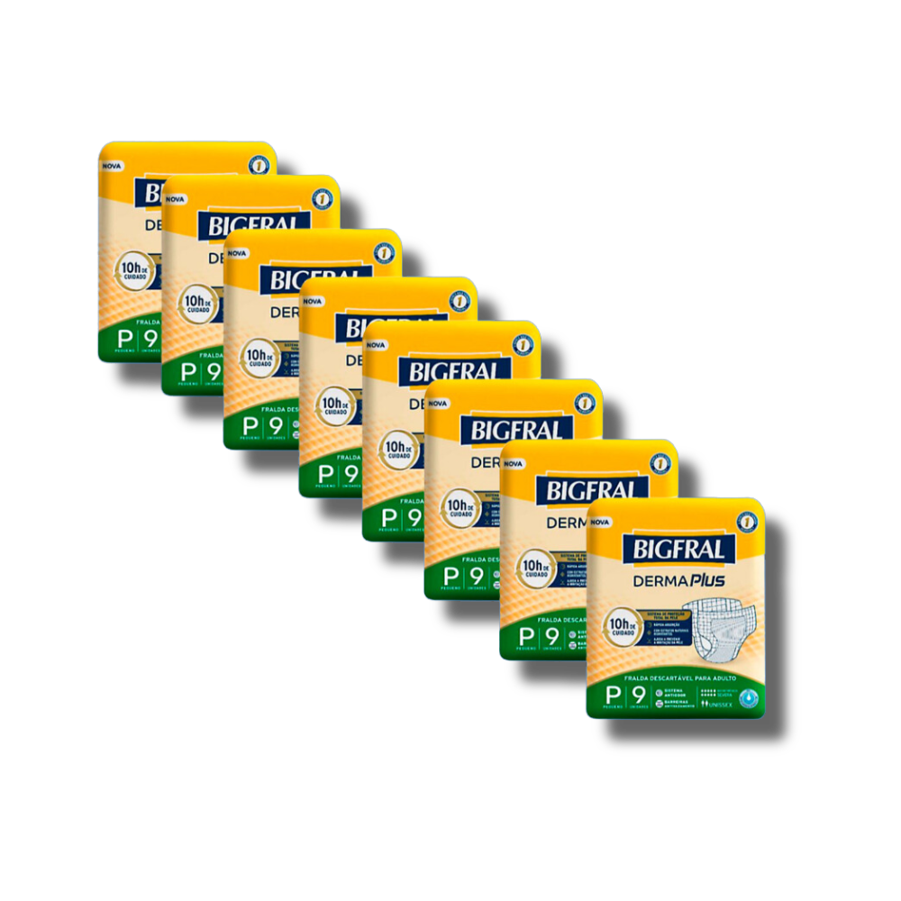 Fralda Adulto Bigfral Derma Plus Regular Fardo com 8 Pacotes – JN Fraldas