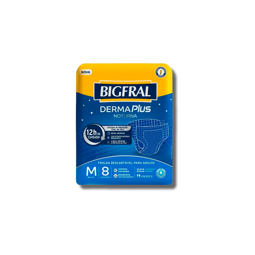 Fralda Adulto Bigfral Derma Plus Noturna Fardo com 8 Pacotes – JN Fraldas