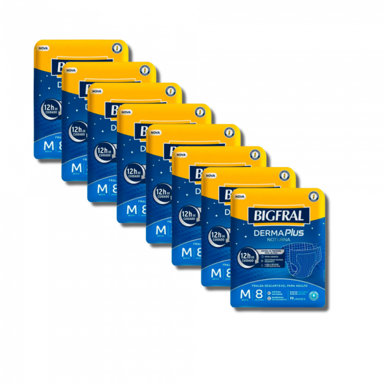 Fralda Adulto Bigfral Derma Plus Noturna Fardo com 8 Pacotes - JN Fraldas