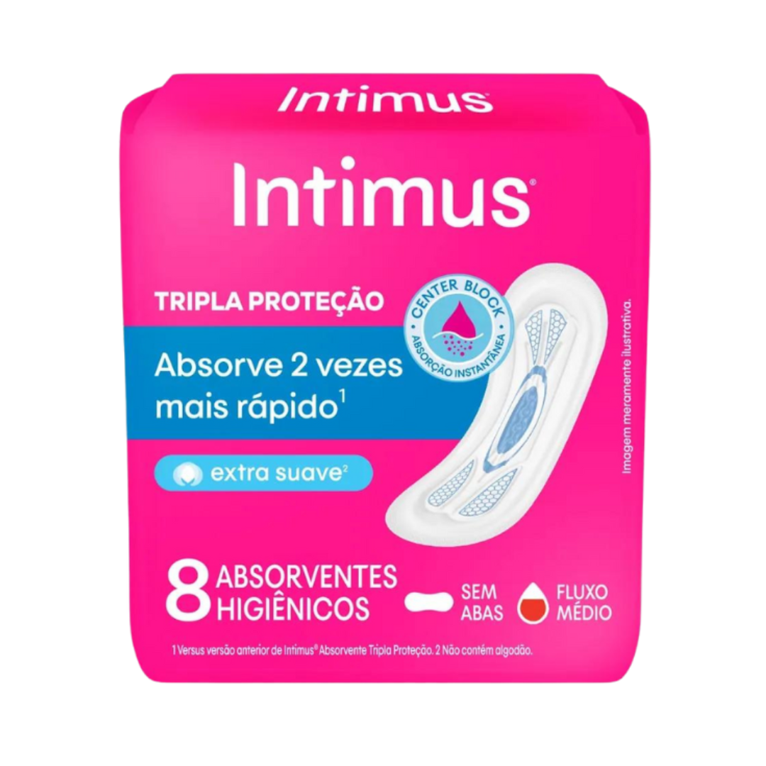 Absorvente Intimus Tripla Proteção Suave S/Abas C/8 Und - JN Fraldas