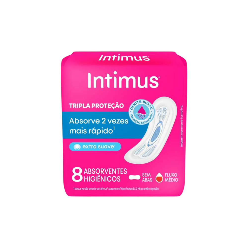 Absorvente Intimus Tripla Proteção Suave S/Abas Pacote C/8 Unidades ...