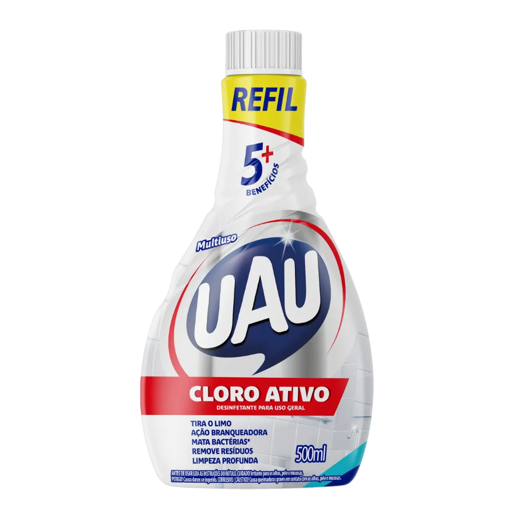 Refil Limpador Multiuso Uau Cloro Ativo 500ml - JN Fraldas Refil Limpador Multiuso Uau Cloro Ativo 500ml - JN Fraldas