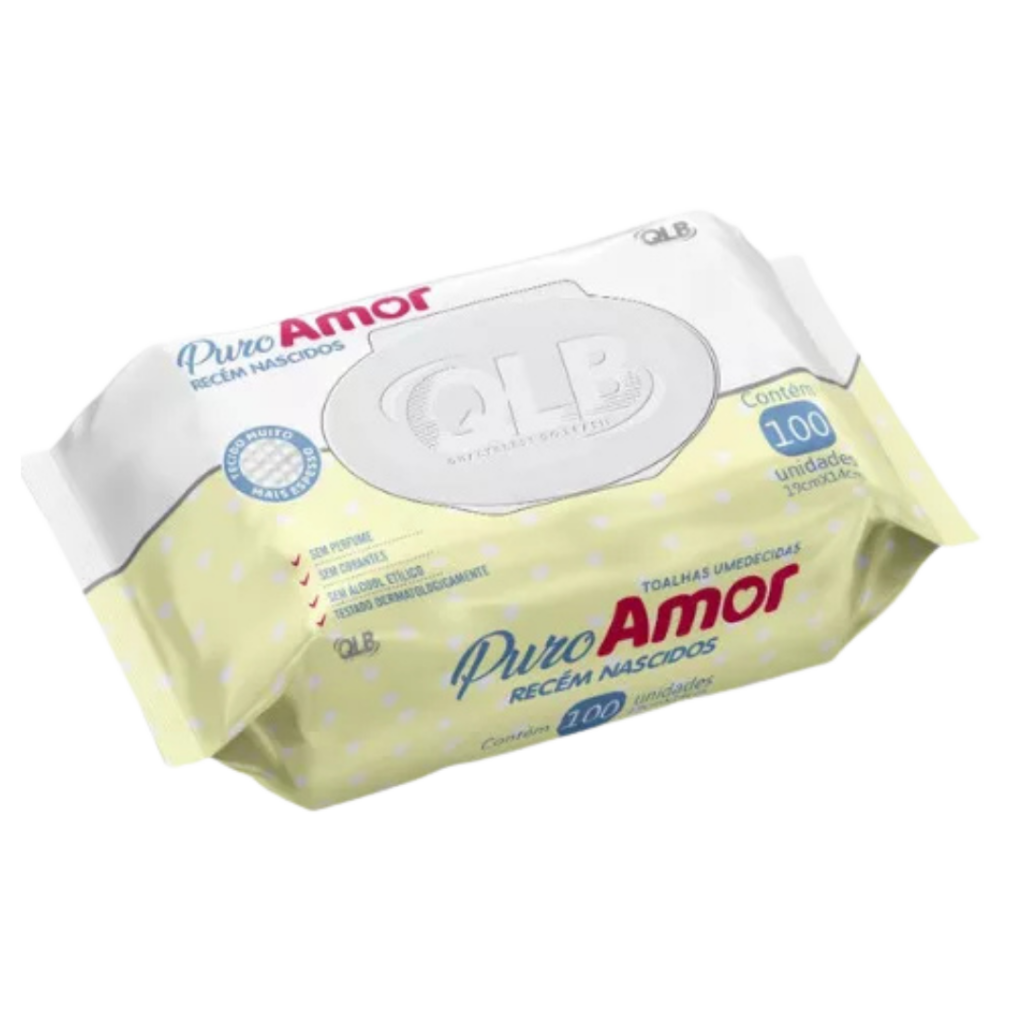Toalha Umedecida Puro Amor Recém-Nascido C/100 Unidades – JN Fraldas